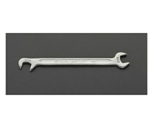 エスコ 薄口スパナ(ダブルアングル) 1/2"×131mm/3.0mm EA615A-112 1本●厚みが2〜3mmの大変薄いスパナ。●サイズ(インチ)／1/2●厚み(mm)／3●全長(mm)／131●インチサイズ●コード番号／EA615A...