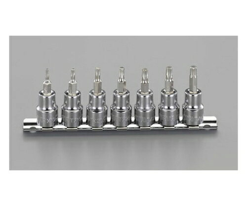 エスコ [TORX]ビットソケットセット　3/8"DR/T10-T40 EA687BM-300 1セット●エスコオリジナルセット商品です。●セット内容：7本組み●差込角：3/8”●全長：50mm●サイズ：T10・T15・T20・T25・T2...