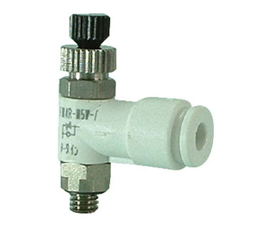 千代田通商 ファイブミニスピードコントローラα　白　メーターイン　6mmM5×0．8 FM6RM5WI 1個●低流量制御がしやすい。●ホワイトボディです。●ニードル弁の回転数が多いので、滑らかな速度制御が可能です。●軽量化・低コストを実現し...