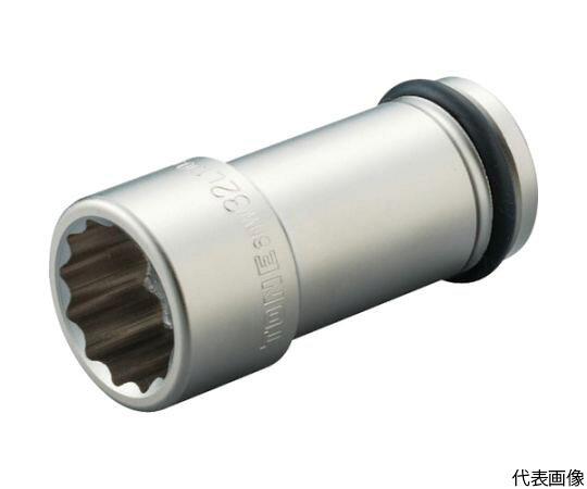 TONE インパクト用ロングソケット（12角） 対辺寸法32mm 差込角19.0mm 6NW-32L100 1個●外観品質と防錆力の向上を図った無電解メッキ仕様のインパクト用ロングソケットです。●12角タイプです。●ボルト・ナットの締付け・...