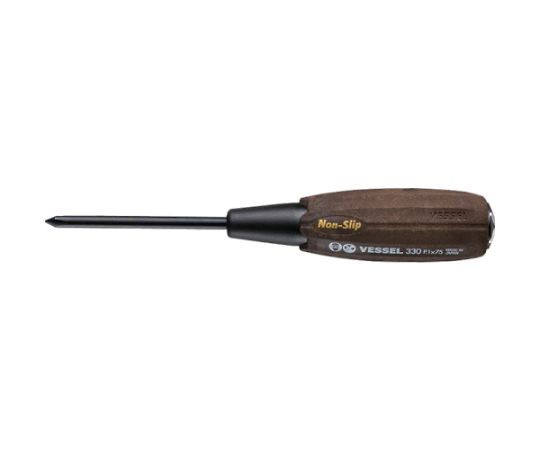 ベッセル ウッディ貫通ドライバー　B‐330（+）1×75 B-330-1-75 1本●軸が柄を貫通しているのでハンマーで叩いてネジを緩める使い方ができます。●粗い木肌が、抜群のノンスリップ効果を発揮します。●グリップに木粉を使用し、天然木...