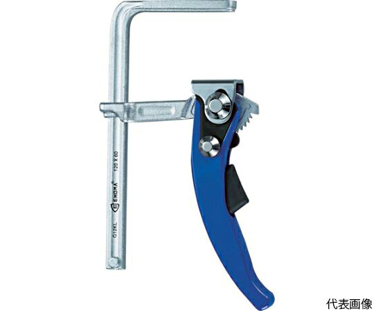 トラスコ中山 クランプ　フラットフレームタイプ　クイックハンドル G16KL 1丁●加工物に溝があるとき、スリムなヘッドで、邪魔になりません。●限られた空間でのクランプができます。●ラチェット構造のレバーをとりつけた全鋼製の堅牢なクランプで...