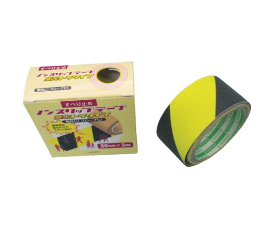 日東エルマテリアル 蛍光ノンスリップテープ 50mm×3m イエロー/ブラック LKST-50 1巻●階段、スロープなどの滑りやすい箇所や危険を伴う作業場でのスリップを防ぐテープです。●蛍光色のため、鮮明に見えます。●屋外用。●色：イエロー...