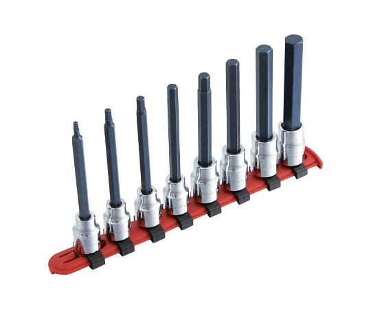 スエカゲツール（Pro-Auto） 3/8DR.8PC.ロングヘックスビットソケットセット 11332M 1セット●ラチェットハンドルやスピンナーハンドルと組み合わせて使用します。●六角穴付きボルトの締め付け、緩め作業です。●六角穴付きボル...