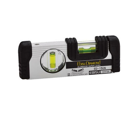 エビス（水平器） Gレベル・土木用 シルバー 150mm ED15GN 1本●日本製。●ミラー付きで垂直測定を正面から出来ます。●精度調整機構付きで調整・校正が出来ます。●1/100・1/200の勾配測定が出来ます。●衝撃緩和用ゴムプロテク...