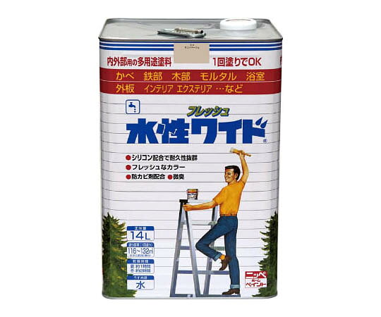 ニッペホームプロダクツ 水性フレッシュワイド 14L サンドベージュ HTA14014 1缶●塗膜は汚れにくく、付着した汚れも水しぶきで簡単に洗浄できる(ウォッシャビリティに優れる)高性能塗料です。●タレにくい、微臭タイプです。●かび止め材...