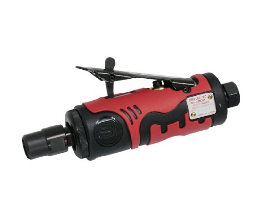 信濃機販 ダイグラインダー SI-2002EX 1台●冬場も作業者に冷たさを感じさせない樹脂ハウジングカバー付です。●切削粉を飛ばさない後方排気です。●回転調節内蔵式です。●金属加工バリ取り作業に。●チャック内径（mm）：6●無負荷回転数（...