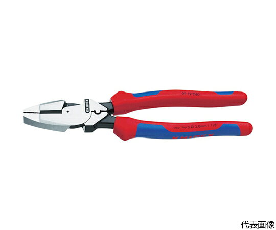 KNIPEX 0912-240（落下防止ツール付き） 架線工事用強力ペンチ 0912-240T 1丁●従来の約半分の力でグリップできます。●ソフトおよびハードワイヤー用の切刃付きです。●入念な焼き入れ処理が施されたカッター部の硬度は約HRC...