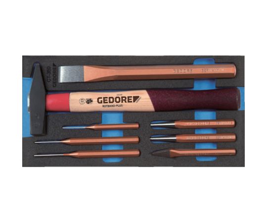 ゲドレー チゼルセット　CT1‐350 2309041 1セット(8個入)●GEDOREツールワゴンの引き出し1/3サイズにフィットします。●フォームに入っているので、整理整頓できます。●ケース寸法（mm）間口：157.5●ケース寸法（mm...