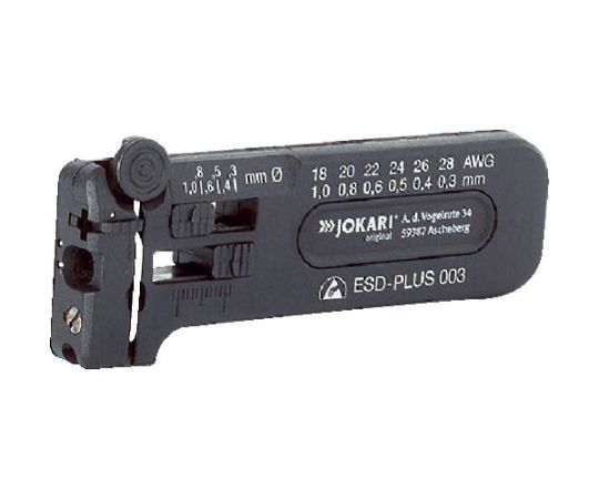 JOKARI ワイヤーストリッパー　ESD-Plus　003 40029 1丁●電気通信、データ制御などで使用される単線および複線のストリッピングに適しています。●導電性プラスチックを使用しています。●全長（mm）：102●適合電線（mm）...