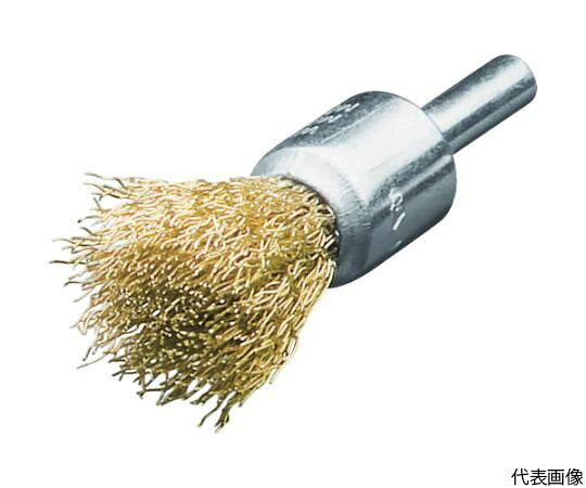 LESSMANN 軸付エンド型ブラシ　真鍮波線0.3　Φ23 453561 1個●電動工具等に容易に取付が可能です。●高品位の線材を使用しており、耐久性に優れ、長寿命です。●奥まった場所や、角部分などの底面・コーナー研磨に。●線径（mm）：...