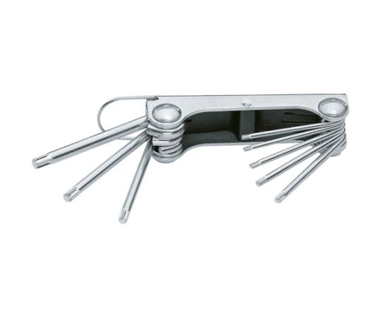 ゲドレー 六角棒レンチセット（ナイフ式） SCL43TX‐80 6346460 1組／セット●ナイフ式で、持ち運び、保管用に適しています。●必要なサイズだけ引き出して使えます。●セット内容（本）：8●セット内容（mm）：T9、T10、T15...