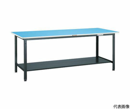 トラスコ中山 BE型軽量作業台　1500X750　下棚2枚付　W色 BE-1575LT2W 1台●分割できる下棚2枚付で広い保管スペースを確保できます。●青色の天板には鎮静作用と視認性が高まる効果があります。●青色ポリ化粧天板を使用し、目に...