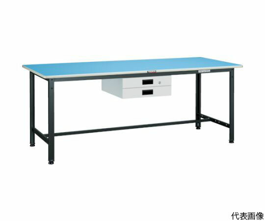 トラスコ中山 BE型軽量作業台　1500X750　薄型2段引出付　W色 BE-1575UDK2W 1台●青色の天板には鎮静作用と視認性が高まる効果があります。●引出しは使い勝手に応じて使いやすい位置に取り付けできます。●青色ポリ化粧天板を使...