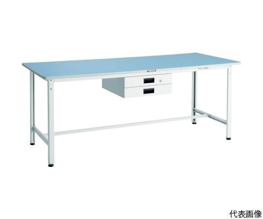 トラスコ中山 BER型軽量作業台　1800X600　薄型2段引出付　W色 BER-1860UDK2W 1台●青色の天板には鎮静作用と視認性が高まる効果があります。●引出しは使い勝手に応じて使いやすい位置に取り付けできます。●リノリューム張天...