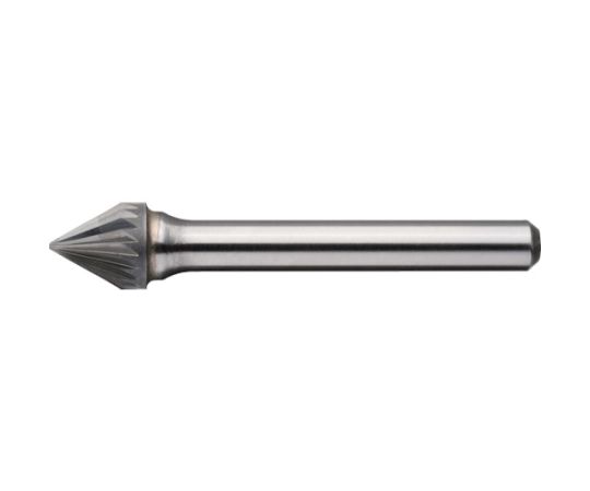 ムラキ 超硬バー　Cスパイラルシリーズ　形状：円錐型60°（スパイラルカット）　刃長8.0mm CB46C102S 1本●シャンク径6mmの超硬バーです。●切削量が多く、作業時間を短縮できます。●排出される切粉は、針状になります。●クロスカ...