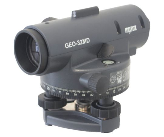 マイゾックス オートレベル　GEO-32MD（三脚付） GEO-32MD 1台●揺れや振動に強いマグネットダンパーです。●明るくシャープな高品質レンズを採用しています。●全長190mmのコンパクトボディです。●レベル（水平）出し、高低差測定...