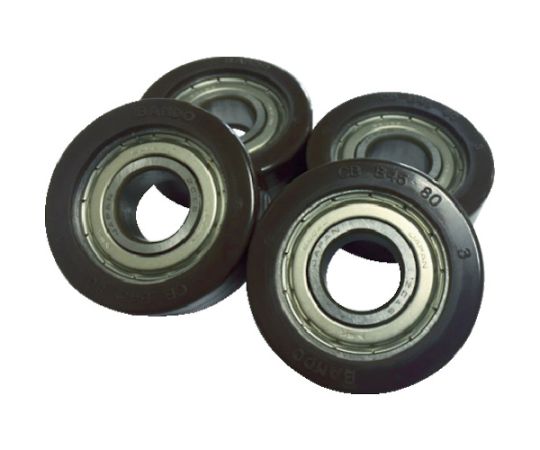 バンドー化学 バンコランベアリング　軽負荷（L100）　4×15×6 L100-B15-684ZZ 1個●バンコランベアリングの標準タイプです。●荷重（負荷）に対して変形が少ないため、走行抵抗を小さくできます。●金属ローラに比べ、耐摩耗・低...