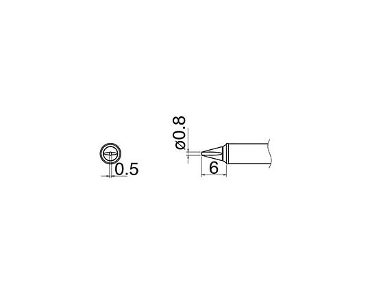 エスコ φ0.8mm 交換用こて先 400℃ (EA304AL用) EA304AL-17 1個●EA304AL用の交換用こて先です。●こて先：直径0.8mm●こて先長：6mm●設定温度：400℃