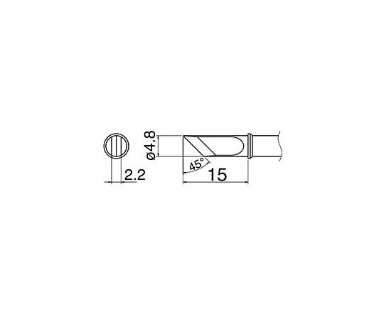 エスコ φ4.8mm 交換用こて先 350℃ (EA304AL用) EA304AL-45 1個●EA304AL用の交換用こて先です。●こて先：4.8mm●こて先長：15mm●設定温度：350℃