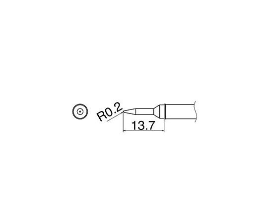 エスコ 交換用こて先 (EA304AL用)　R0.2mm EA304AL-5 1個●EA304AL用の交換用こて先です。●こて先：R0.2mm●こて先長：13.7mm●設定温度：400℃