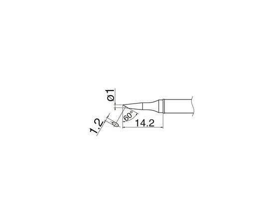 エスコ φ1.0mm 交換用こて先 400℃ (EA304AL用) EA304AL-8 1個●EA304AL用の交換用こて先です。●こて先：直径1mm●こて先長：14.2mm●設定温度：400℃●先端角度：60°