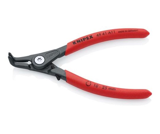 エスコ 10- 25mm 軸用スナップリングプライヤー(ストッパー付) 130mm EA590BK-11 1本●ストッパーが付いており、先端を開きすぎることがないので確実にリングを掴めます。●防錆仕上げ●リング径(mm)：10/25●全長(...