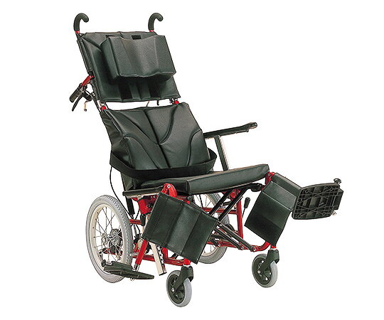 カワムラサイクル リクライニング車いす エコブラック/レッド KPF16-40 No.88 1個●座面の後方部から角度が変わる『ぴったりフィット機構』により、前ズレを軽減。姿勢が崩れやすい方にオススメです。●押し手の位置が車いすの角度を変え...