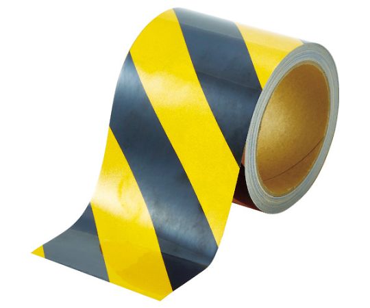 トラスコ中山 再帰反射テープ　90MMX10M　黄/黒 TRFT90-YB 1巻●基材にガラスビースを封入しているため、照射された光が再帰反射します。●貼り付け部分が波形や凹凸のあるものでも簡単に施工出来ます。●耐久性に優れ、通常気候条件で...