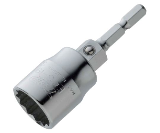 トップ工業 電動ドリル用マルチソケット ECS-19 1個●六角軸シャンクで電動ドリルにワンタッチで取り付け可能です。●電動工具、手動兼用タイプです。●13mmめがねレンチなどに接続し、手動工具として使用可能な便利工具です。●電動・手工具ど...