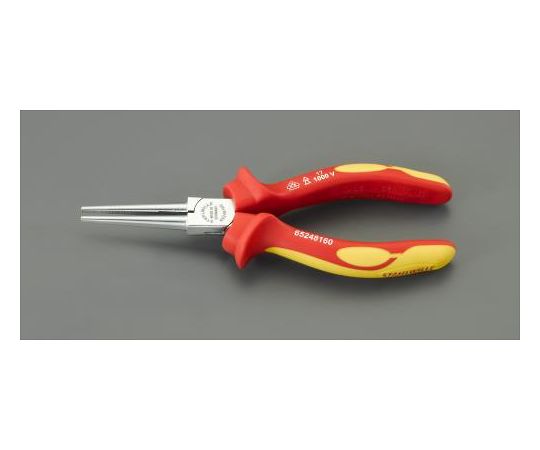 エスコ 絶縁ラウンドロングノーズプライヤー　160mm EA537SW-16 1丁●全長：160mm●先端幅径：3.0mm●サイズ：口先長さ（L3;mm）：47　ジョイント部幅（W;mm）：15.5　ジョイント部厚み（T;mm）：8.5　口...