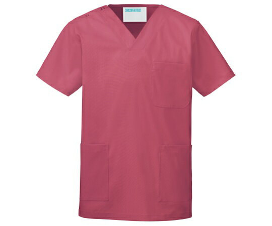 KAZEN スクラブ（男女兼用）　ワインレッド　4L 133-73 4L 1枚●多彩な14色の高機能スクラブでICU・ERや●手術現場をサポート●袖　から　脇　が　見　えにくいセットインスリーブ。●着脱しやすいスナップボタン仕様。●ネーム上...