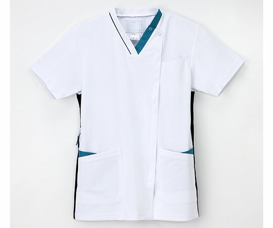 ナガイレーベン 男女兼用スクラブ　Tネイビー+ターコイズ　M LX-4092 1枚●アシンメトリーな衿元のカラーが元気な印象を与えます。●男女兼用ですので男女で同じ商品を着用でき統一感を表現できます。●透け防止フルダルポリエステル糸使いによ...