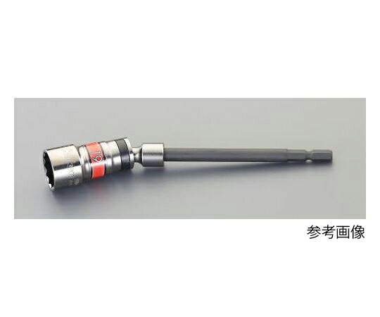 エスコ 電ドルソケット（ロング/ユニバーサル）　21mm EA612AD-121 1本●対辺（mm）：21●外径（mm）：27●全長（mm）：170●六角シャンク：1/4"●首振り角度：30°●12ポイント●18Vインパクトドライバーにも対応。