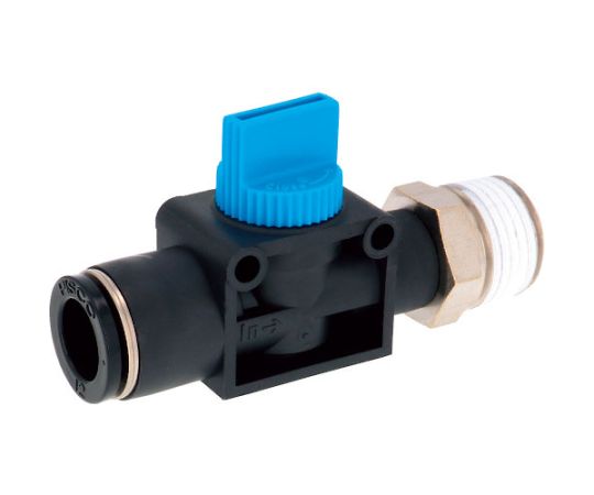 ピスコ ハンドバルブ　ストレートA2方弁チューブ12出力R1/2 HV12-04-2 1個●機器への空気圧入力を開閉します。●適合チューブ外径D（mm）：12●接続口径：R1/2●使用流体：空気●使用温度範囲：0〜60°C（凍結なきこと）●...