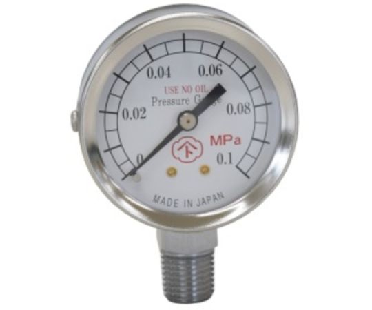 ヤマト産業 一般圧力計 GB-4-0.1 1台●標準禁油処理品です。●圧力調整器用。●使用ガス：N2・O2・Ar、H2・He●圧力計（計器）：φ60SUSカバー●接続ネジ：NPT1/4●原産国：日本●コード番号：215-6216●北海道・沖...