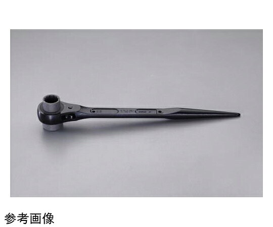 アズワン 両口ラチェットレンチ（シノ付）　27×32mm/415mm EA602AJ-27 1本●本体はもちろん、爪も鍛造品で強度が抜群です。●シノ部は鉄骨等の穴合わせに便利です。●セーフティーコード用のφ4.5mm穴が2か所あります。●機...