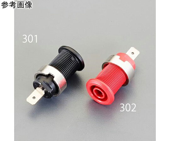 アズワン パネルマウントソケット（赤）　Φ4mm EA940DP-302 1個●サイズ：φ14.5×31.5mm●取付穴（mm）：φ12.2×29.5●端子形状：フラット端子／4.8×0.8mm●適合プラグ：φ4mm●定格電流：24A●カラ...