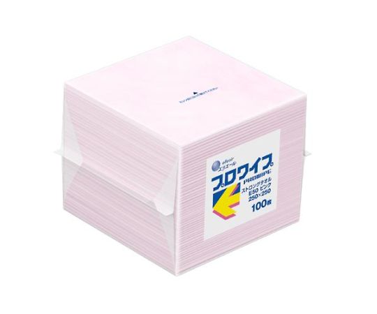 アズワン 工業用ワイパー（ピンク/100枚） 250×250mm EA929AE-29 1パック(100枚入)●1枚ずつ使い捨てで使用する事で衛生的。●耐摩耗強度が高く、擦っても破れにくく、基布のPP不織布の原料に色顔料を練りこんでいるので...