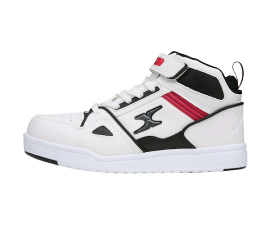 ジーベック セーフティシューズ ホワイト 26.5cm 85115-32-265 1足●レースアップ仕様に加えて、足首部分に締めつけ具合を調整できるマジックテープを装着して、足首やくるぶしをしっかりガードするミッドカットモデルです。●履口の...