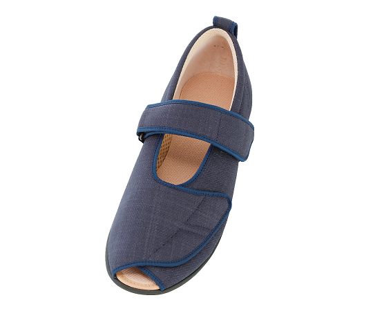 徳武産業 オープンマジック（3E）　紺　L 1035 1足●前足部全開で履きやすく甲と足首のベルトで安定調節、通気性も抜群です。●足の状態に合わせて調整可能。※危険防止のためマジック部分を3分の2以上重ねてご使用ください。●かかとループで着...