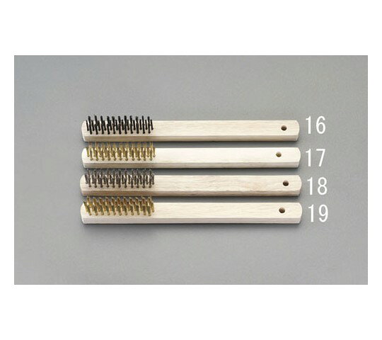 エスコ 270mm3行ワイヤーブラシ(鋼線) EA109DB-16 1本●行数：3行●全長：270mm●柄材質：木●ブラシサイズ：22×80mm●ブラシ材質：焼入鋼●線径：0.3mm●毛丈：19mm