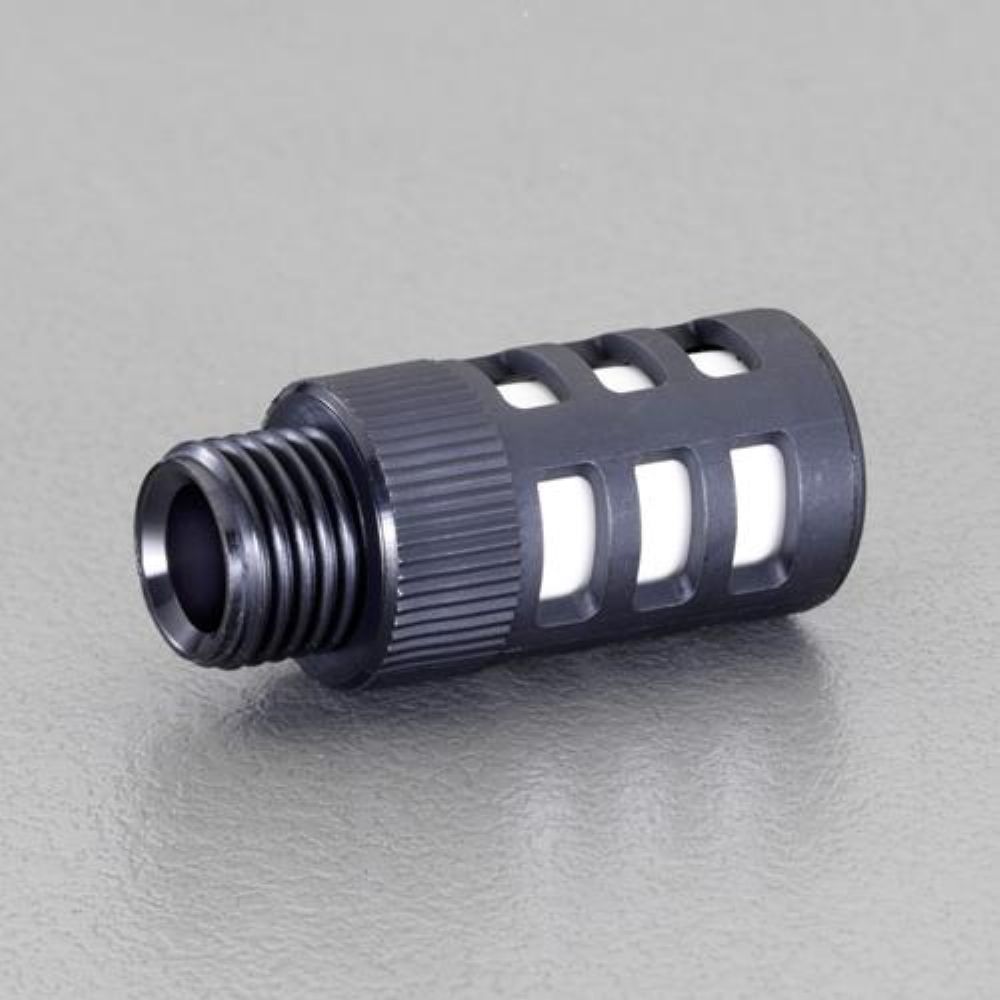 ピスコ サイレンサ　G 1/4" EA153GA-2 1個●管用テーパネジ用　※ネジ本体が樹脂製のため、Rcネジへの締付けが行えます。●型番：SR02●使用圧力範囲：0〜0.9MPa●使用温度範囲：0〜60℃●本体材質：樹脂／PBT、エレメ...