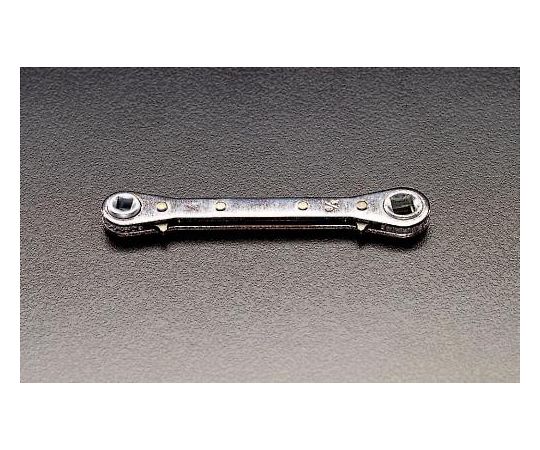 エスコ 3/16"×5/16"・1/4"×3/8"バルブキーレンチ EA213D 1本●全長：145mm●材質：スチール●用途：エアコン、冷凍機のバルブ開閉用に●スクエアサイズ：1/4”×3/8”・3/16”×5/16”●コード品番／EA213D