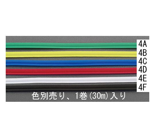 エスコ 4mm×30mビニタイ(ポリエチレン製/緑) EA475V-4A 1個●入数は1巻（30m）入りです。●色：緑●サイズ：4mm×30m●材質：ポリエチレン樹脂+スチール●カッター付き