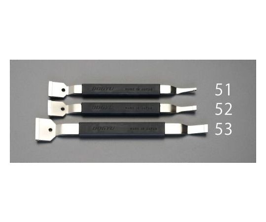エスコ 6mm×21mmダブルスクレーパー(超硬付) EA524LM-52 1本●2サイズの刃で効率よく作業ができます。●グリップ部には押しやすい段付き。●機械の入らない狭い場所やボルト周りのサビ塗装のはがしに最適。●刃材質：炭素工具鋼、超...