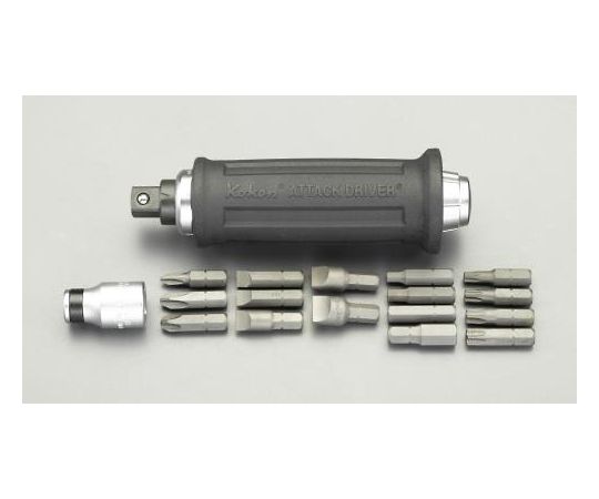 エスコ インパクトドライバーセット（5/16"Hexビット用）　1/2"DR EA550XD-2 1組●(セット内容)：18点●重量：1500g●（+）ビット：#2・#3・#4●（-）ビット：1.2×8・1.6×9・1.6×10・2×12・...