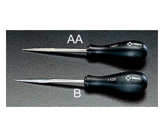 エスコ 197mmキリ(先丸型) EA567AA 1本●穴あけ作業の準備などに使えます。●メーカー：Wera●型番：027405●商品名：1427●先端：丸型●軸径（mm）：6●軸長（mm）：105●ハンドル長（mm）：92