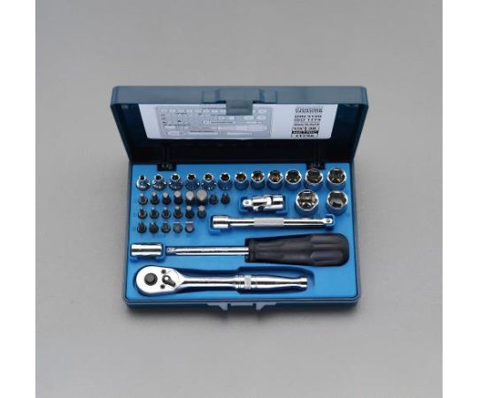 エスコ ソケットレンチセット　1/4"DR EA617CJ-2 1セット●38個組●差込角：1/4"●ソケット：3.5・4・4.5・5・5.5・6・7・8・9・10・11・12・13・14mm●1/4″HEXプラスビット：#1・2、●1/4...
