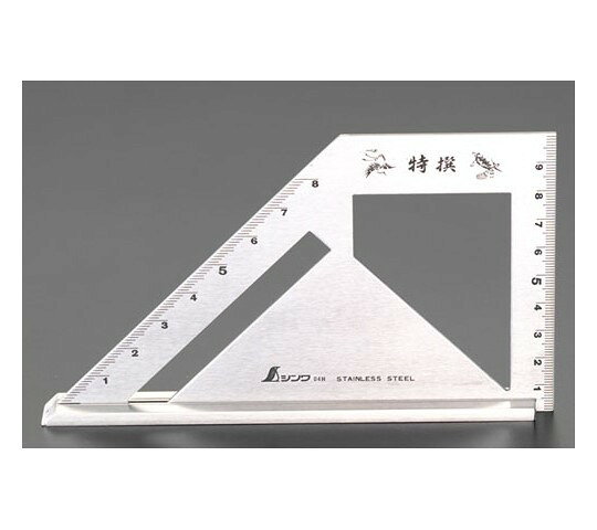 エスコ スクエアー・止め型（ステンレス製）　170×100mm EA719JA-2 1個●止型定規・完全スコヤとして、1台2役になります。●左右墨付は、片面で左右・45°の墨付ができます。●材質：ステンレス●サイズ：170×100×1.5m...